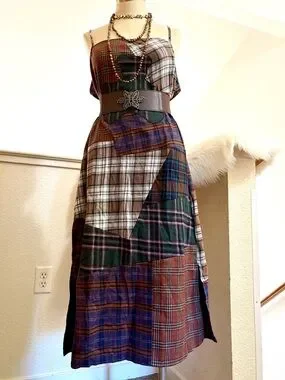 Teddy Fresh | Dresses | Nwt L Teddy Fresh Patchwork Brown Plaid Grunge ...
